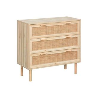 Sweeek Commode 3 tiroirs cannage et d&eacute;cor Bois CAMARGUE L 80 x P 40 x H 80cm