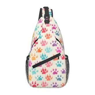 Generic Empreintes De Pattes De Chien &Agrave; LEncre Color&eacute;e Sac &Agrave; Dos Bandouli&egrave;re Multifonctionnel Sacs &Agrave; Dos Antivol Sacoche Bandouliere Pour Femme Camping Voyage