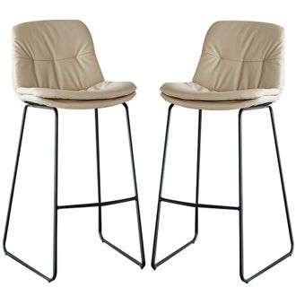 Generic Lederbezogene Barhocker, gepolsterte Tresenhocker mit R&uuml;cken- und Fu&szlig;st&uuml;tze, hohe Barhocker f&uuml;r K&uuml;cheninsel, Caf&eacute;, Kneipe