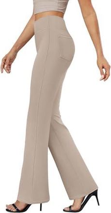 Generic Pantalon &eacute;vas&eacute; taille haute pour femme - Pantalon de yoga extensible &agrave; jambe large - Pantalon de gym - Pantalon habill&eacute; &agrave; jambe large - Pantalon daffa