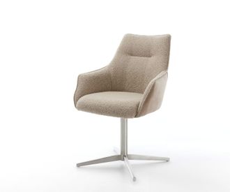 DELIFE Drehstuhl Alja-Flex mit Armlehnen Materialmix Schlamm Fu&szlig;kreuz Edelstahl 360&deg; drehbar Taschenfederkern, Esszimmerst&uuml;hle