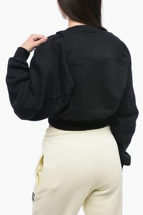 Off-white Double-Layer Crop Sweatshirt With Oversize Fit Off-White