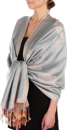 Sakkas Two Tone Rose Pashmina Schal/Stola/Wrap - Grau/Beige