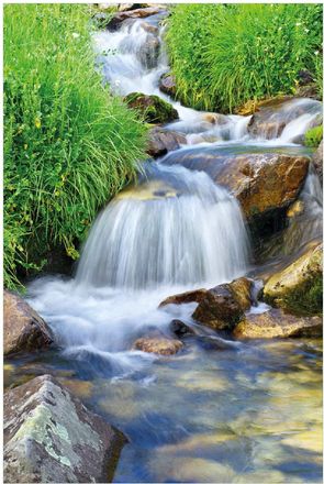 Wallario selbstklebendes Poster - Kleiner Bach &uuml;ber Steine, Aufkleber in Premiumqualit&auml;t, Klebefolie Gr&ouml;&szlig;e: 100 x 150 cm XXL-Poster