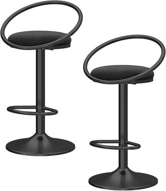 Generic Niedrige Barhocker (66/76 cm) mit Samtbezug und Fu&szlig;st&uuml;tze, ideal f&uuml;r Caf&eacute;s, Pubs, K&uuml;chen, Tresen und Esszimmer