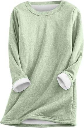 Generic Sweat à capuche à manches longues en polaire à col rond décontracté pour femme 2026, vert clair, XXL