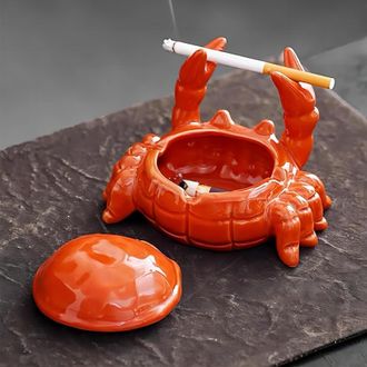 Generic Krabben-Aschenbecher, s&uuml;&szlig;e Krabbe mit Deckel, Heimdekoration, Skulptur, Anti-Flugasche, Keramik, Neuheit, Geschenk, Party, drau&szlig;en, for Raucher