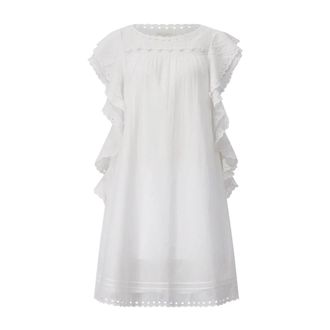Stella Forest Ruffled Broderie Midi Dress - - Dresses - Damen - Wei&szlig; - M