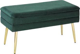 Beliani Beliani - Banquette dIntérieur en Velours Vert avec Pieds Dorés et Coffre Rangement Durham