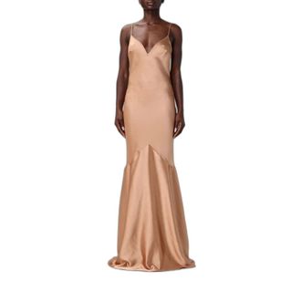 Elisabetta Franchi Suede Satin Gown Dress - - Dresses - Damen - Beige - L