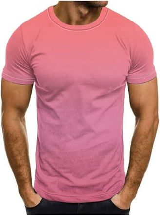 Generic T-shirt &agrave; col rond pour homme, l&eacute;ger, d&eacute;contract&eacute;, &eacute;l&eacute;gant, extensible, confortable, respirant, basique &agrave; manches courtes, chemise de course &agrave; pied et