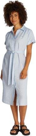 Tommy Hilfiger Damen Hemdkleid Linen Belted Kurzarm, Blau (Breezy Blue), 42