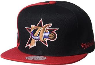 Mitchell & Ness Philadelphia 76ers Hardwood Classics NBA Rear Script Deadstock Casquette r&eacute;glable Rouge/noir, noir, Taille unique