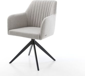 DELIFE Esszimmerstuhl Greg-Flex Stripes Hellgrau Kreuzgestell breit Schwarz Taschenfederkern, Esszimmerstühle