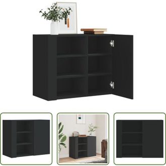 vidaXL Wandregal Schwarz - Wandregal Schwarz 75x35x60 cm Holzwerkstoff
