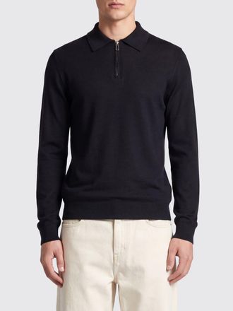 Paolo Pecora Lang&auml;rmeliges Wollstrick-Poloshirt mit Rei&szlig;verschluss