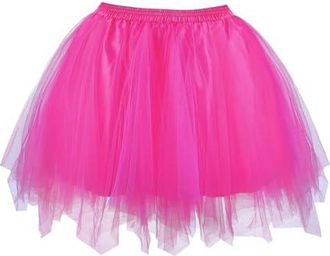 Grebrafan Femme Ballet Danse Jupe Adulte Halloween Tutu en Tulle (EUR(36-38) L, Rose Rouge)