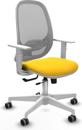 Piqueras y Crespo Schreibtisch mit Rollen Cilanco mit wei&szlig;en Armlehnen, h&ouml;henverstellbare Lendenwirbelst&uuml;tze, ausgestattet mit Syncro/Translack und Schneidschaum, Grau/