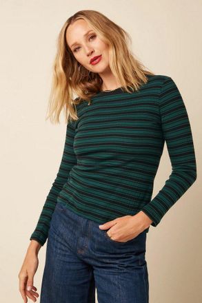 King Louie Langarmshirt Helen Top Rae Stripe - weiches Langarmshirt mit Streifen und Rundhals