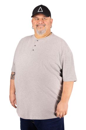 Adamo Herren T-Shirt mit Knopfleiste Regular FIT Graumeliert Serie Silas in &Uuml;bergr&ouml;&szlig;en bis 10XL, Gr&ouml;&szlig;e:10XL
