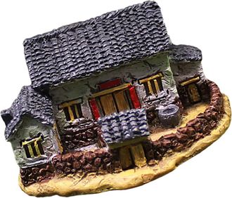 DOITOOL Reetdachhaus Modell aus Resin Miniatur Haus deko mit Detailgetreuem Ländlichen Stil Vielseitiges Cottage Ornament für Schreibtisch Regal Fotografie un