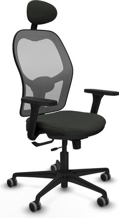 Piqueras y Crespo Ergonomischer Stuhl mit 3D-Armen, h&ouml;henverstellbarer Lendenwirbelst&uuml;tze und festem Kopfteil, ausgestattet mit Syncro/Traslack und injiziertem Schaumst