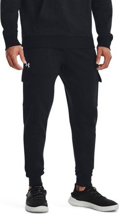 Under Armour Herren Rival Fleece Cargo Jogger, (001) Schwarz/Wei&szlig;, X-Klein