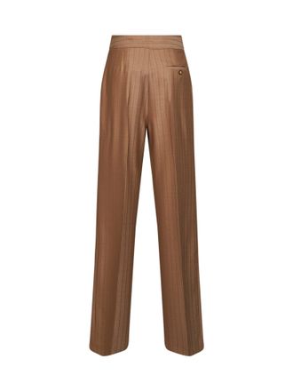 Etro Womens Trousers Camel Wool Jacquard Mud