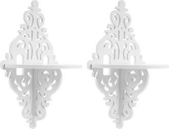 Lurrose Wandregal 1 Paar Wei&szlig; Geschnitzt Schwebendes Blumenhalter Wandregal Klein Platzsparend f&uuml;r Sukkulenten Wohnzimmer Schlafzimmer