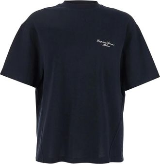 Emporio Armani Blau Crewneck T-Shirt mit Logo-Stickerei - - Tops - Herren - Blau - XL