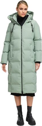 Marikoo Damen Wintermantel (XS-5XL) - gesteppt, abnehmbare Kapuze, winddicht - N102 - SmokeyMint Gr&ouml;&szlig;e XL - Gr.XL