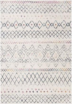 Safavieh Boho Teppich für Wohnzimmer, Esszimmer, Schlafzimmer - Madison Collection, Kurzer Flor, Elfenbein und Marineblau, 61 X 91 cm