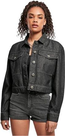 Urban Classics Ladies Short Oversized Denim Jacket, Pierre Noire d&eacute;lav&eacute;e, XXXXXL Femme