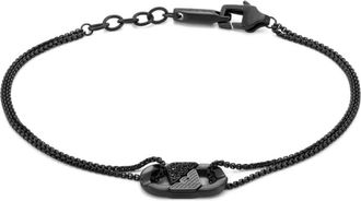 Emporio Armani Herrenarmband aus Leder oder Edelstahl mit Karabiner-, Schieber- oder Druckknopfverschluss, Glänzendes Silber