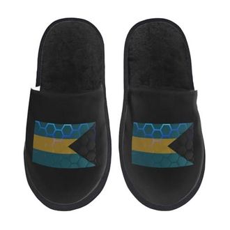 Generic Antid&eacute;rapant Pantoufles Drapeau des Bahamas Chausson Maison Classiques Chaussons en Feutre pour Adulte Femme Ext&eacute;rieur L