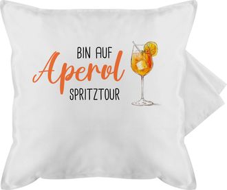 Shirtracer Kissenbezug - Karneval & Fasching - Kissen - Bin auf Aperol Spritztour I JGA I Mädelsabend I Spritz Tour - 50 x 50 cm - Weiß - karnevalskissen faschin