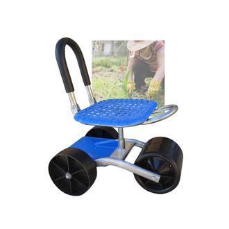 Generic Gartenroller Mit Halber Werkzeugablage, Gartenhocker R&auml;dern Und Verstellbarem 360-Grad-Drehsitz, for Die Gartenarbeit Im Freien(3-Wheeled)