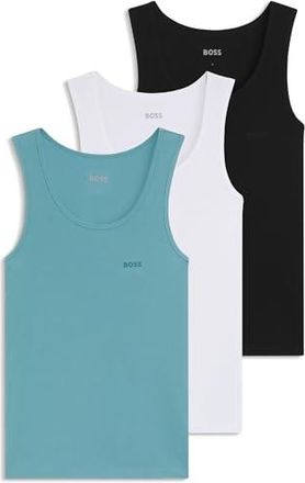 BOSS Hommes TankTop3P RibClassic Lot de Trois débardeurs en Coton avec Logos brodés
