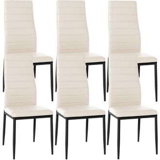 Clp Lot de 6 chaises de salle &agrave; manger Mayfair Cr&egrave;me Similicuir