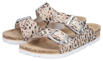 Rieker Pantolette RIEKER, Damen, Gr. 40, creme leo, Lederimitat, Schuhe Pantolette, Sommerschuh, Schlappen mit verstellbaren Schnallen, Topseller