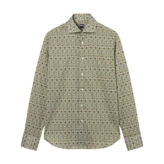 Fedeli Homme, Chemises, Vert, Taille: M Chemise à Fleurs Vert Olive