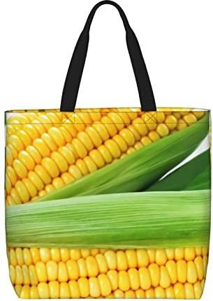 Generic Sac Fourre-Tout Motif D&Eacute;pis De Ma&iuml;s Frais Et M&ucirc;rs Sac &Agrave; Provisions R&eacute;utilisable Personnaliser Sacs En Toile, Pour Shopping, &Eacute;cole, Tous Les Jours, Bur