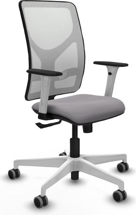 Piqueras y Crespo Schreibtischstuhl, grau und wei&szlig;, mit wei&szlig;en und schwarzen Armlehnen, h&ouml;henverstellbare Lendenwirbelst&uuml;tze, 3 Positionen, Wei&szlig; / Grau