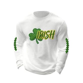 Generic T-shirt &agrave; manches longues pour homme, col rond, l&eacute;ger et respirant, confortable, doux au toucher, blanc, 5XL