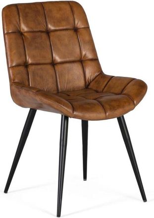Giner&Colomer Giner Y Colomer - Chaise de salle à manger tapissée en cuir naturel marron