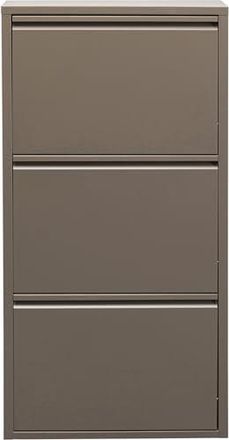 Kare Design Design Schuhschrank Caruso Taupe, Metall, mit 3 Klappen, Schuhablage für 6 Paar Schuhe, schmal, platzsparend, hoch, Schuhregal, Eingangsbereich, 103x5