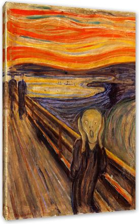 Pixxprint Edvard Munch - Der Schrei I, Weiß, Größe: 60x40cm, Leinwandbild, fertig gespannt, Wandbild, Dekoration, Kunstdruck, kein Poster