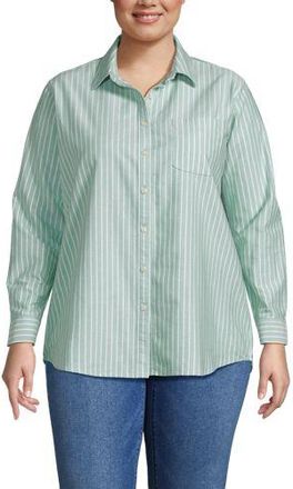 Lands End Langarm Oxford-Hemd, Damen, Gr&ouml;&szlig;e:52-54 plus, Gr&uuml;n, Baumwolle, by Lands End