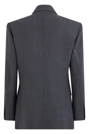 Coperni Womens Blazer Double-Breasted Pinstriped Grey Polyamide Blazers Jacket