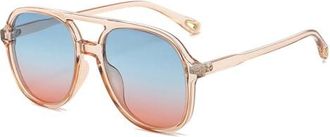 Generic Lunettes de soleil rétro à double pont pour homme et femme - Nuances dégradées UV400 tendance, Bleu champagne, rose, Taille unique